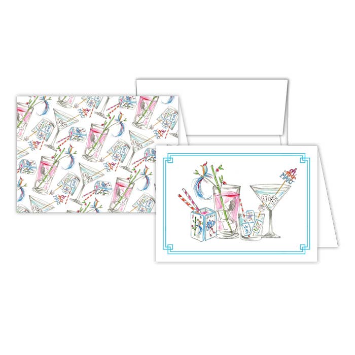 Mahjong Cocktails with Mahjong Cocktail Pattern Petite Notecards by Ro ...