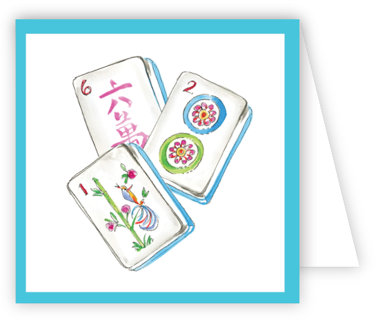 Handpainted Mahjong Tiles Enclosure Card – Monogramme No. 29